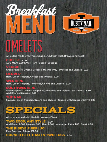 Rusty Nail Saloon | Food Menu | Catering | Appetizers, Burgers, Taco ...