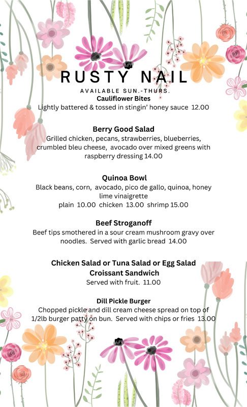 Rusty Nail Saloon | Food Menu | Catering | Appetizers, Burgers, Taco ...